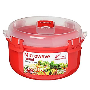 Sistema Microwave Cookware Bowl, Round, 30.9 Ounce/ 3.8 Cup, Red