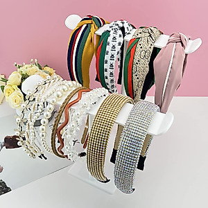 Bigfety Headband Holder, Acrylic Headband Organizer Stand, Hair Accessories Storage (2-Tier & 2-Panel)