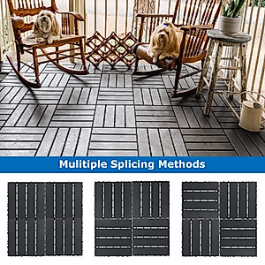 9 Pack Plastic Interlocking Deck Tiles, 12x12 Inch Patio Deck Tiles, Square Composite Decking Tiles, Waterproof Outdoor Plastic Flooring Tile for Balcony Porch Backyard Poolside, All Weather Use