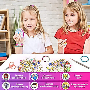 25,000pcs Glass Beads Clay Beads for Jewelry Making Kit, Preppy Bracelet Flat Beads with Smiley Face Bead Letter Beads Charms Pendants, Heishi Beading Supplies for Girls Handmade Gift