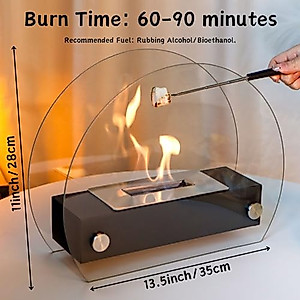 NEWIMAGE Tabletop Fire Pit, Fire Bowl 13.5" L Portable Tabletop Fireplace Clean Burning Bio Ethanol Ventless Fireplace for Indoor Outdoor Patio Parties Events