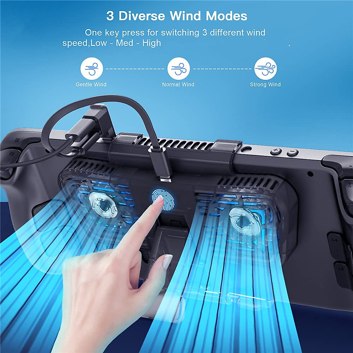 Cooling Fan Compatible for Steam Deck, Gaming Console Cooler Silent Game Freezer Stand LED Holder Bracket External Cooling Base Stand Holder Bracket Replacement for Game Controller