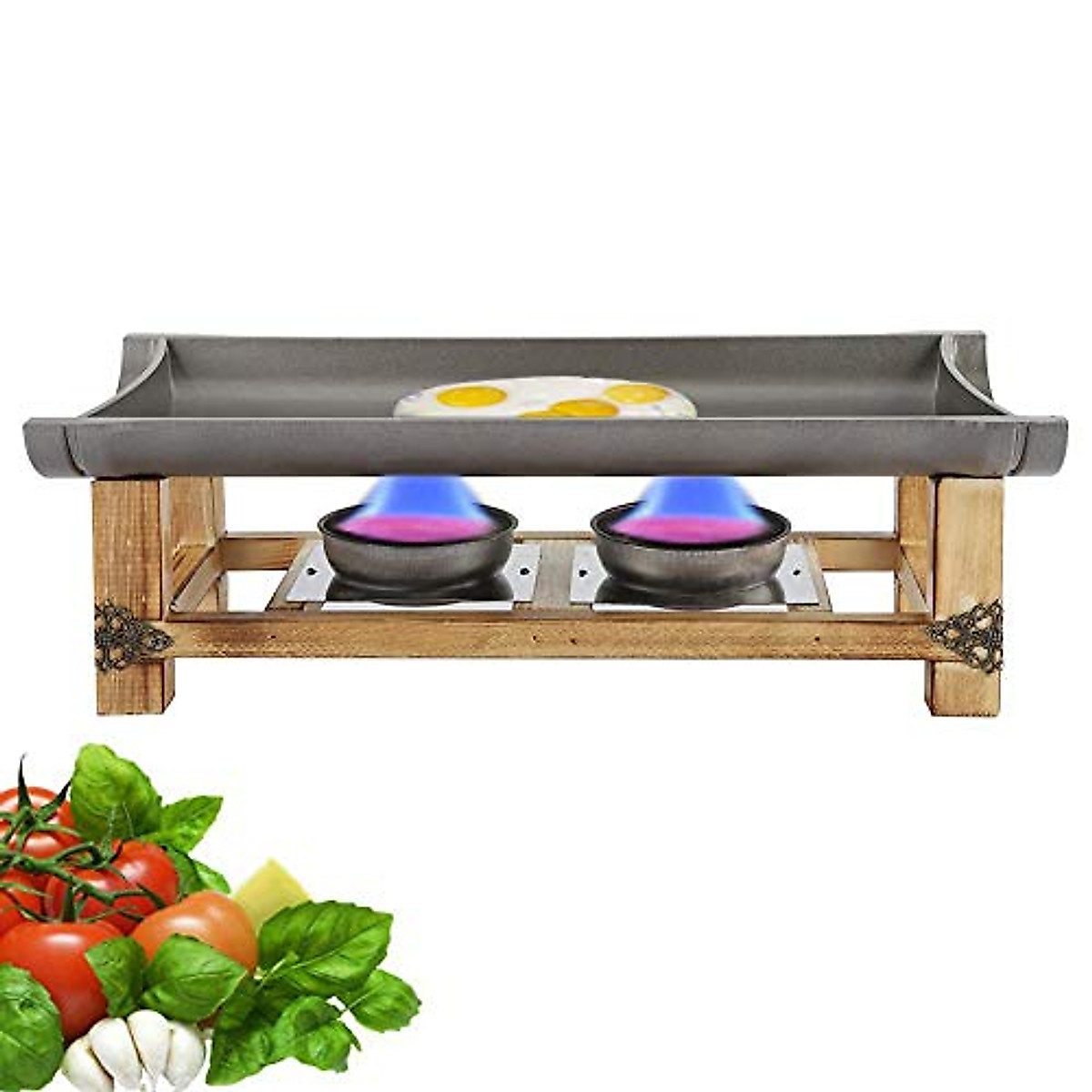 Non Stick Charcoal Grill Plate Barbecue Picnic Pan Cookware with Portable Stove BBQ Outdoor Picnic Camping, Patio Backyard Cooking Wood Material Quality Aluminum (S)