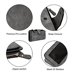 Wallet for Women RFID Blocking Clutch Purse Long Ladies Credit Card Holder Organizer(Dark Grey)