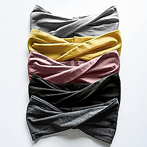 Huachi Women Headbands Non Slip Wide Bow Turban Headwraps Criss Cross Yoga Beauty Hair Accessories, 6 Pack