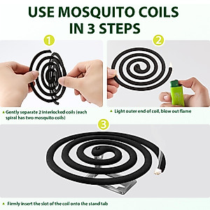 KICKOUTOR Mosquito Repellent Outdoor Patio 20 PCS Natural Citronella Mosquito Coils Incense Deet Free Mosquito Killer with 4 Stands for Camping Backyard Room 5-7 Hours Gnat Mosquito Control