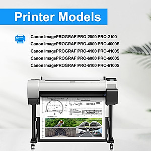 LCL Compatible Ink Cartridge Pigment Replacement for Canon PFI-1700 ImagePROGRAF PRO-2000 PRO-4000 PRO-4000S PRO-6000S PRO-2100 PRO-4100 PRO-4100S PRO-6000 (12-Pack MBK BK C M Y R GY B PGY PC PM CO)