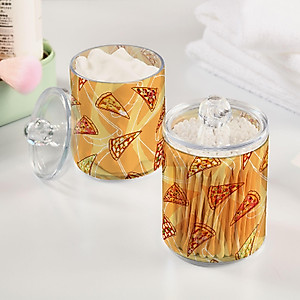 GEDAKO Qtip Holder with Lid Set, 10oz Clear Glass Canister Apothecary Jars Bathroom Organizers Storage Accessories Vanity Containers Delicious Food Pizza