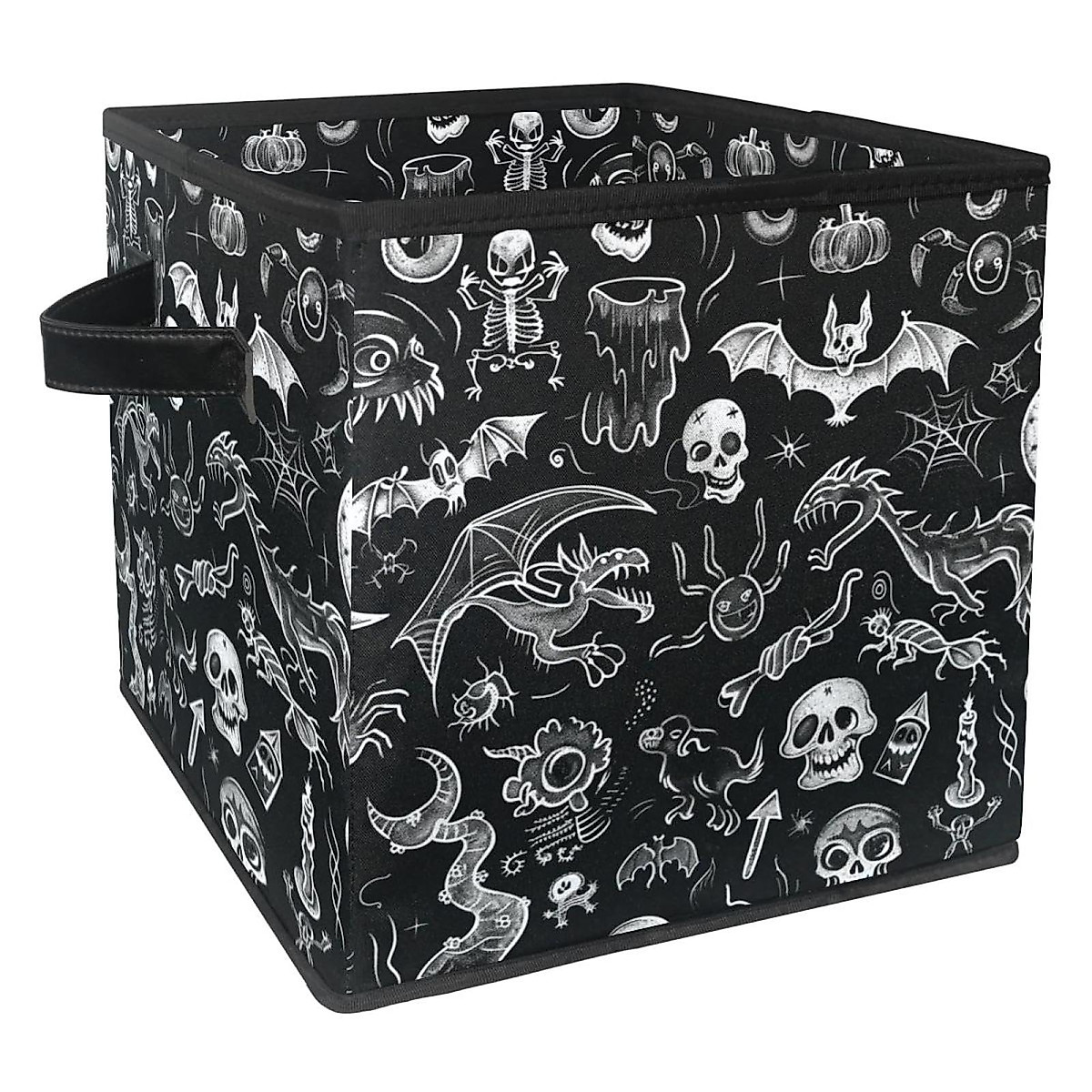 KQNZT Fabric Storage Bins, Storage Baskets for Organizing, Fabric Storage Baskets with Handles, Halloween Black Cat Bat Orchestra Spider, Foldable Storage Cubes