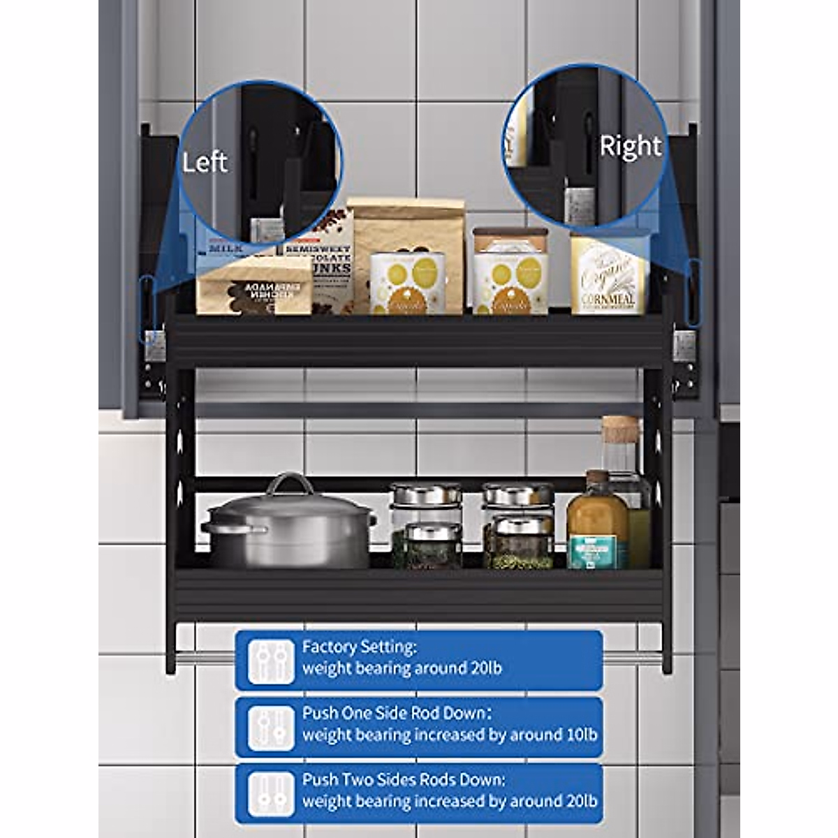 HEEPOR Pull Down Shelf Upper Kitchen Wall Cabinet Storage Organizer (36inch Cabinet)