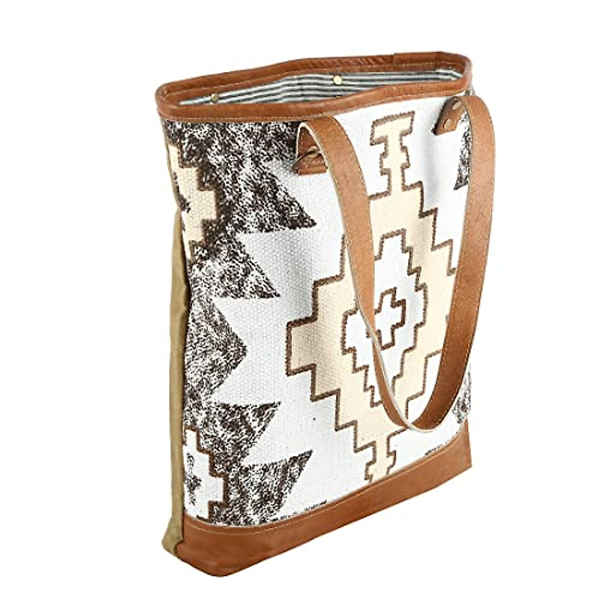 KPL Sel De Mer Upcycled Canvas and leather Hand Bag Cowhide Tote Bag shopping bag carry on leather bag