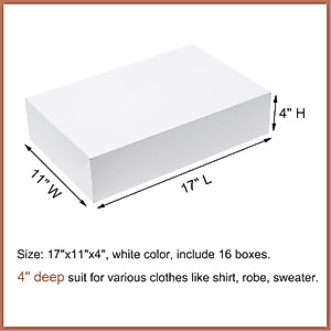 Mcfleet 16 Pack Large Gift Boxes with Lids 17x11x4 Inches Extra Deep Shirt Boxes Clothes Robe Sweater Box for Christmas Presents, Holidays, Birthday Gift Wrapping White