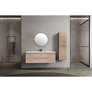 Villa White Bathroom Floating Vanity with Quartz Countertop and Sink (48" W)