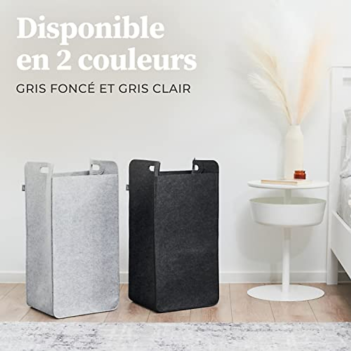 Hennez Collapsible Laundry Hamper Felt 70L - Lightweight Foldable Laundry Bin - Dirty Clothes Hamper - Tall Basket - Laundry Baskets with Handles - Pop Up Laundry Hamper - Felt Basket - Kids Hampers