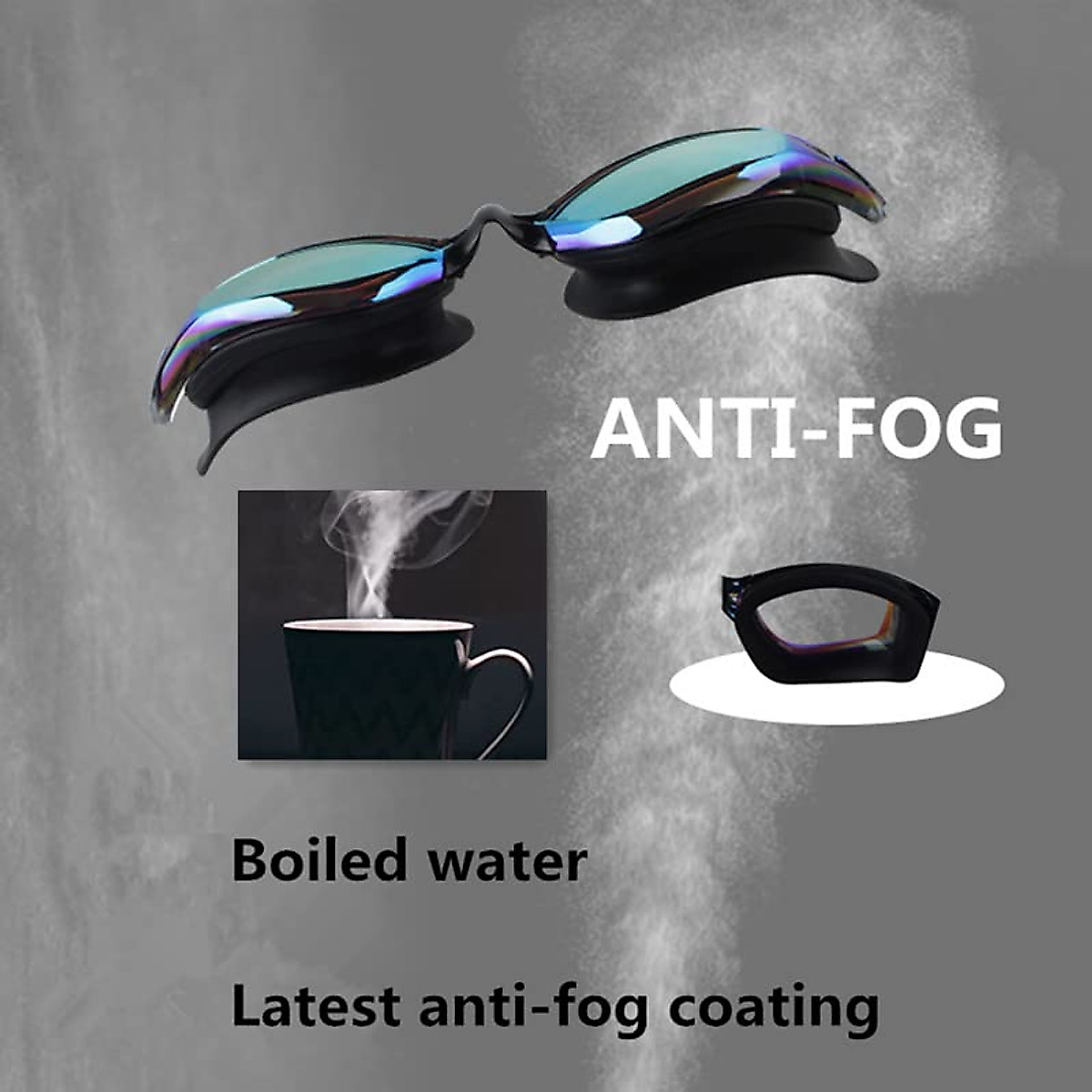 Zsling Swim Goggles, Swimming Goggles No Leaking Full Protection Adult Men Women Youth, Mirrored Anti Fog Goggles, Competitive Swim Goggles (Clear Black)