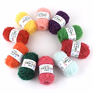 Rainbow Crochet Yarn 10 Skeins Assorted Colors 100% Polyester