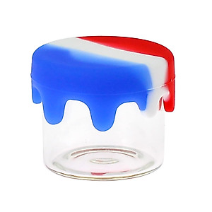 Glass Concentrate Container with Silicone Lids 48-Pack 6ml Round No-Neck Storage Jar for Oil, Lip Balm, Wax, Cosmetics by ooDuo, Multi