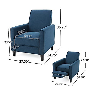 Christopher Knight Home Emmie Fabric Recliner (Set of 2), Navy Blue, Dark Brown