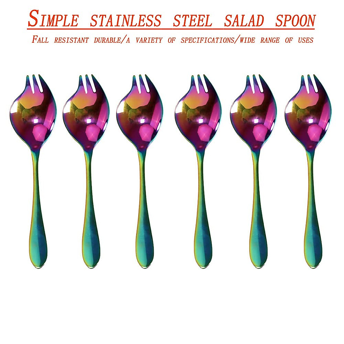 Lmylzfc 1 set of 6 pieces Salad Spoon Salad Spoons for Serving Salad Spoon and Fork Serving set Stainless Steel Salad Spoon