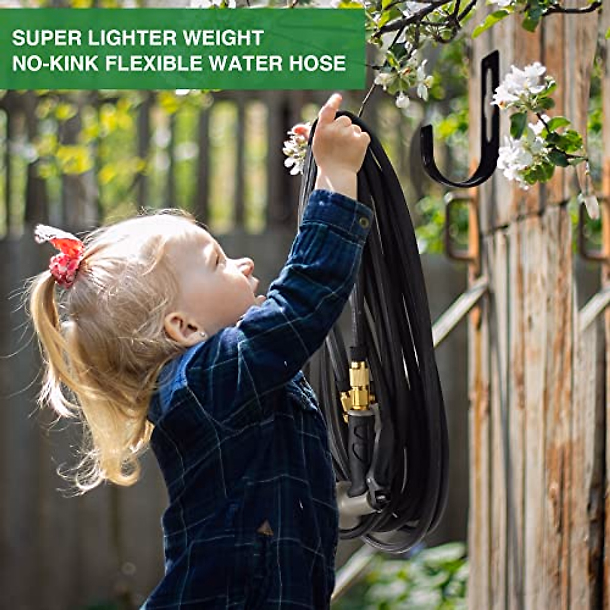 Expandable Garden Hose 50ft - New Patented Water Hose with 40 Layers of Innovative Nano Rubber - Real Leak-Proof Water Hose - 10-Function Spray Nozzle - Lightweight, Durable, Flexible (Black)
