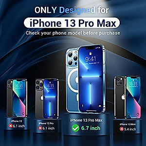 Temdan Magnetic for iPhone 13 Pro Max Case, [Compatible with MagSafe],[Anti-Yellowing][Glass Screen Protector+Camera Lens Protector] Slim Thin Shockproof Phone Case-Clear