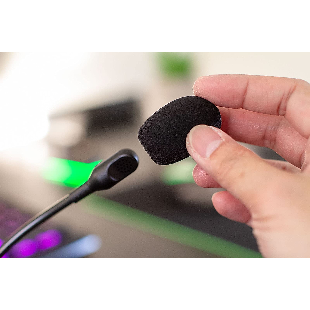 LEFXMOPHY Blackshark Pop Filter Replacement for Razer BlackShark V2 / V2 Pro / V2 X/Kaira Pro Gaming Headset Microphone Windscreen Mic Foam Cover, 3-Pack