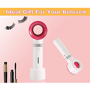 Eyelash Fan Dryer Portable USB Rechargeable Bladeless Mini Fan Handheld for Eyelash Extension, Air Conditioning Blower Cooling Dryer for Essential Eyelash Extension Supplies (White)