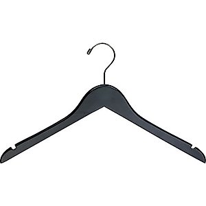 The Great American Hanger Company Wood Top Clothing Hangers, Box of 100, Black Finish