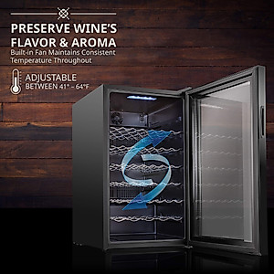 Ivation 51 Bottle Compressor Wine Cooler Refrigerator w/Lock | Large Freestanding Wine Cellar For Red, White, Champagne or Sparkling Wine | 41f-64f Digital Temperature Control Fridge Glass Door Black