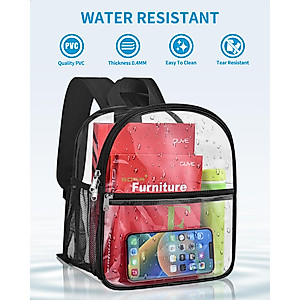 Paxiland Clear Backpack Stadium Approved 12×12×6, Clear Backpack Heavy Duty with Wider Shoulder Straps, Clear Mini Backpack for Concert Sport Events Work Travel School