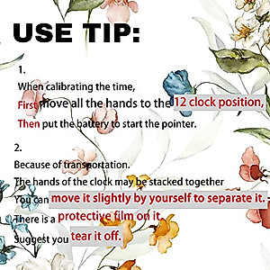 DADABULIU Wall Clock Spring Flower Rustic Country Silent Non-Ticking 10 Inch Round Clocks PVC Battery Operated Quartz Analog for Living Room Kitchen Bedroom Bathroom Office Home School Decor