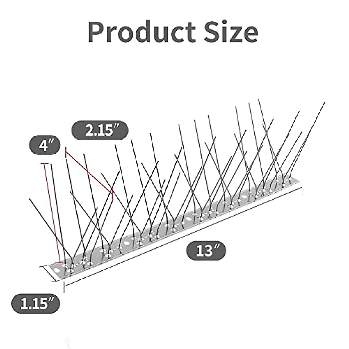 Recie Bird Spikes for Pigeons Small Birds, Premium Stainless Steel Bird Deterrent Spikes, Durable Flexible Anti Bird Spikes to Keep Birds Away Cover 10.8 Feet (10Pack - Unassembled)
