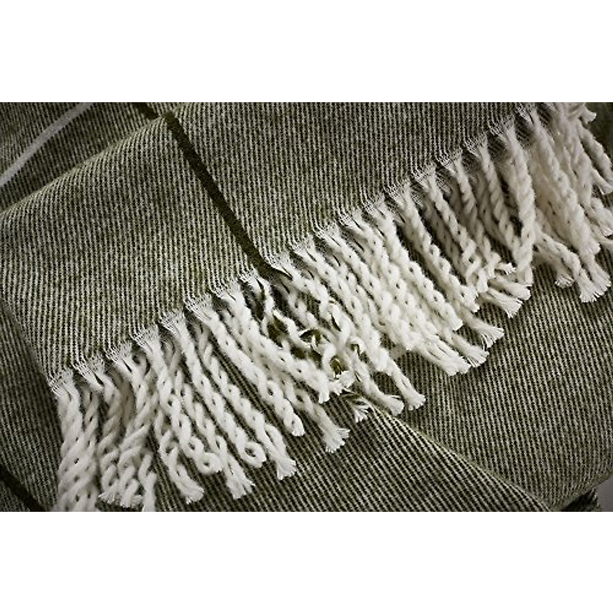 Arus Highlands Collection Tartan Plaid Design Queen Size Throw Blanket Green Stripes 60" X 80"