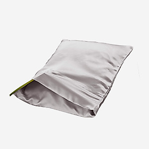 Lilysilk 19 Momme 100% Mulberry Silk Pillowcase Travel Size, Silvergray, 12" x 16"