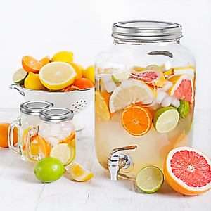 Uiifan 2 Pcs 304 Stainless Steel Replacement Mason Jar Lids Wide Mouth Canning Airtight Reusable Lids Rust Leakproof Lids for Continuous Thread Closure Jar Summer Party(142mm, 2 Gallon,Silver)