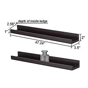 JOLLYMER Floating Shelves for Wall Collage, Picture Ledge Shelves, 48-inch, Set of 2, Espresso