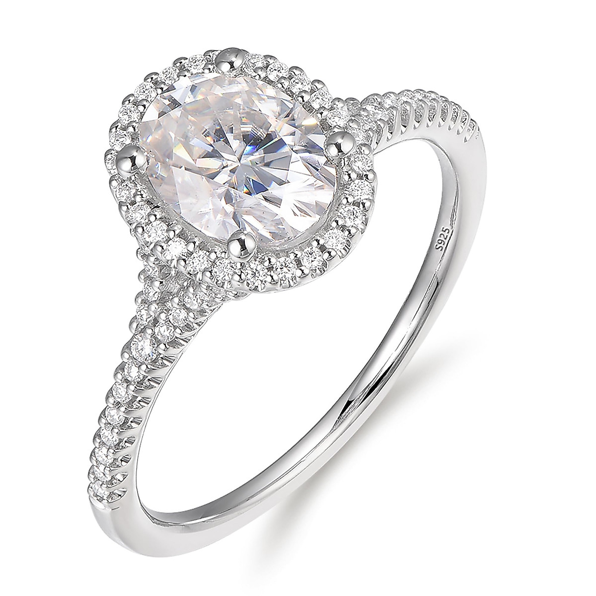 CGSRING 1.5 Carat Oval Cut Moissanite Engagement Ring Hidden Halo Oval Moissanite Rings for Women (9.5)