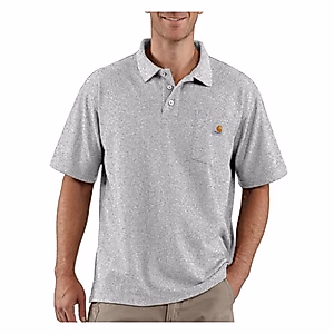Carhartt Men's Loose Fit Midweight Short-Sleeve Pocket Polo, Heather Grey, Small