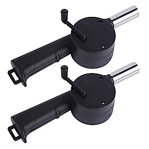 Hemoton 2pcs Bbq Air Blower Fast Fire Starter Manual Air Blower Hand Crank Bbq Fan Outdoor Camping Grills Accessories Tools