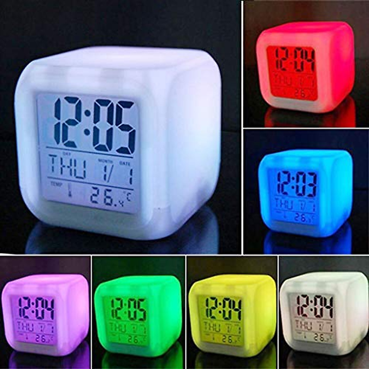 3 inch Small Size Mini LED Anime Digital Alarm Clock 7 Colorful Light Bedroom Decorations Room Decor for Girl
