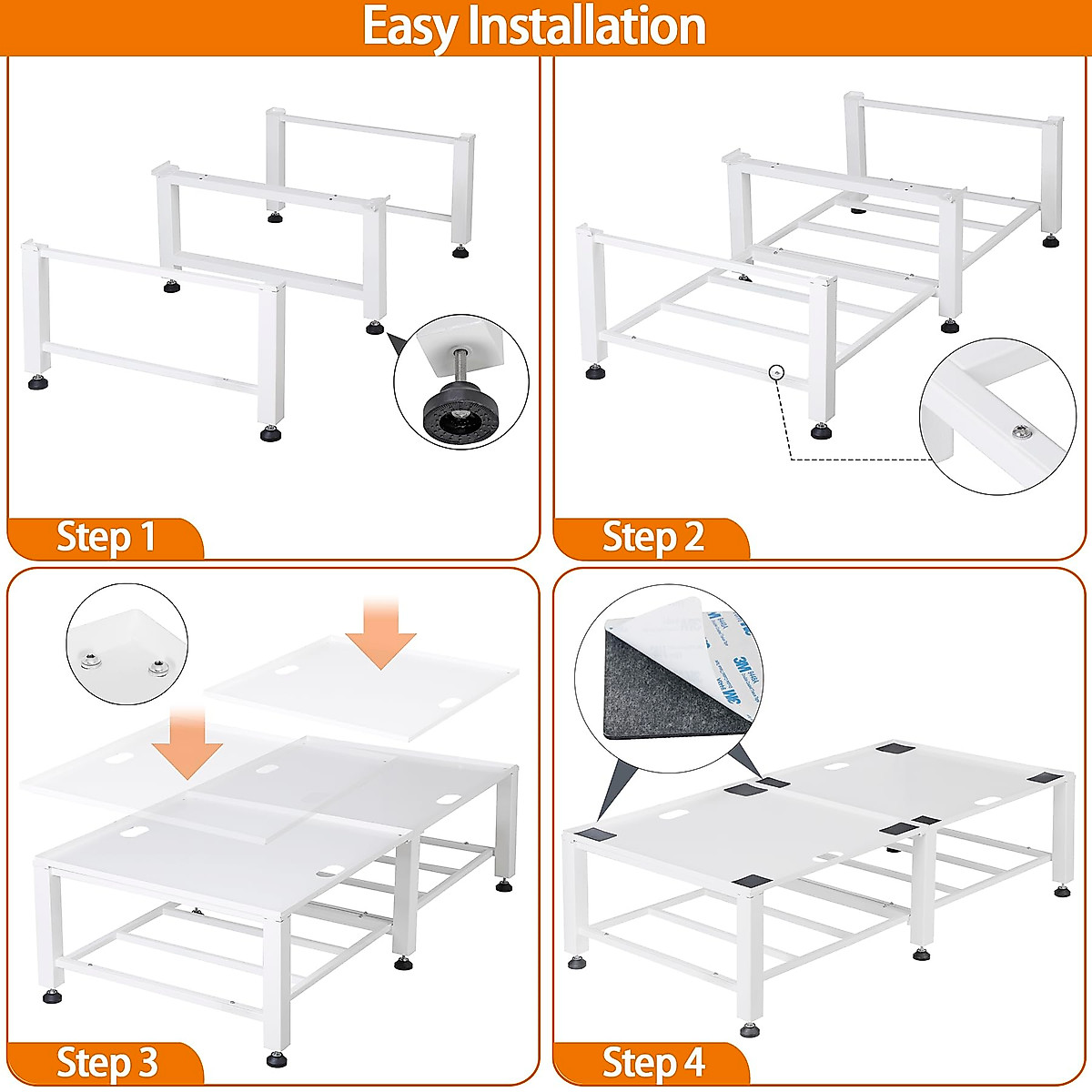 Talustool Premium Washer and Dryer Pedestal Stand Metal Steel Washing Machine Base Heavy Duty Universal Fit Total 1400lbs Capacity Washer Dryer Stand 58 x 29 x 15 Inch (2 pack)…