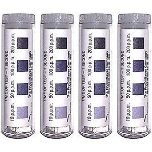 Chlorine Test Strips for Restaurants & Food Service, Precise Bleach Test Strips, 4 x Vial of 100 Sanitizer Test Strips, 0-200 ppm Test Strips for Sanitizing Solution by FryOilSaver Co. FMP 142-1362