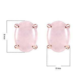Rose Quartz Stud Earrings in Sterling Silver and 14K Rose Gold Plated