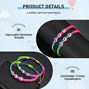 2 Sets Best Friend Bracelets Matching Bff Adjustable Cord Bracelet for Bff Friendship Relationship Women Girlfriend Boyfriend Matching Relationship Inspirational Valentines Graduation Gifts for Her