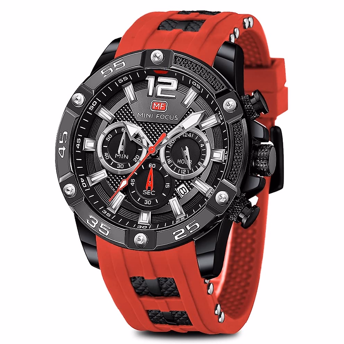 AIMES Watches for Men Red Stylish Analog Quartz Chronograph Waterproof Luminous Big Face Mens Watches Business Work Sport Casual Fashion Designer Dress Men's Wrist Watches Elegant Gift for Men