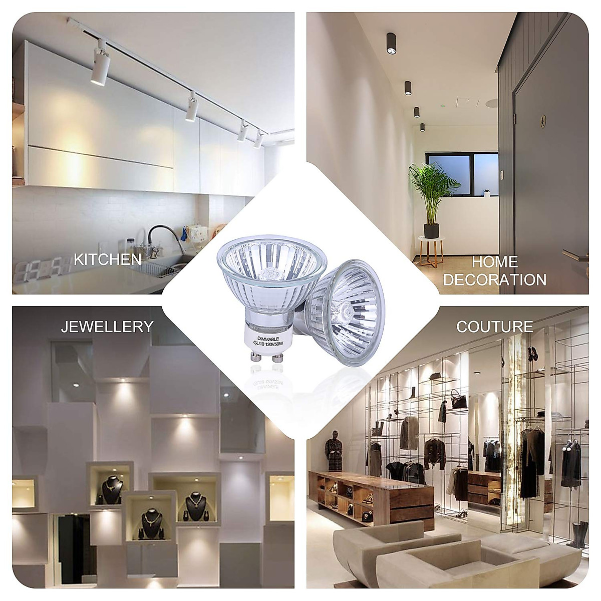 50 Watt GU10 Halogen Bulb, MR16 GU10 Base 120-Volt Light Bulb, Halogen 50W 120V MR16 Flood Light Bulbs,3-Pack