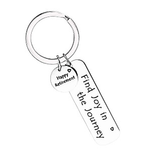 Anlive Find Joy in The Journey Keychain Happy Retirement Inspirational Gift (Silver)