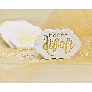 Confetti! Happy Diwali Gift Tags Gold Foil - Fancy Frame Gift Tags for Diwali Gifting (Pack of 50)…