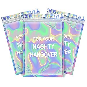 20Pcs Nashville Bachelorette Party Favors Hangover Kit Holographic NASHTY Bags-Bridal Shower,Cowgirl Birthday,Bach Party Recovery Kit Bags Only 5X7"