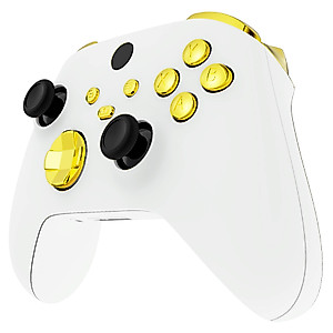 eXtremeRate Replacement Buttons for Xbox Core Wireless Controller, Chrome Gold Glossy Custom LB RB LT RT Bumpers Trigers Dpad ABXY Start Back Sync Share Keys Parts for Xbox Series X & S Controller